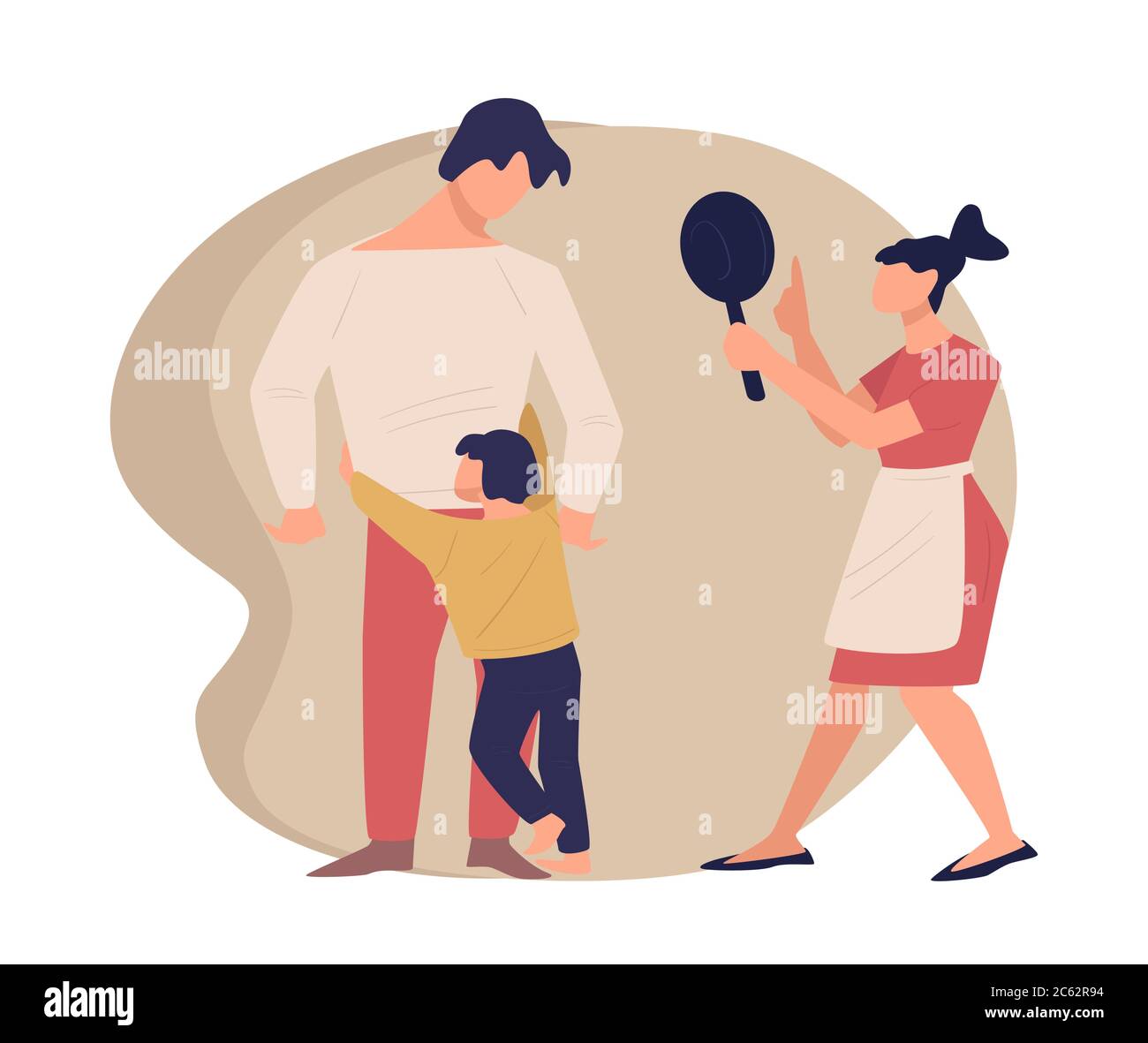 Parents quarreling before child, crying kid hugging dad Stock Vector ...