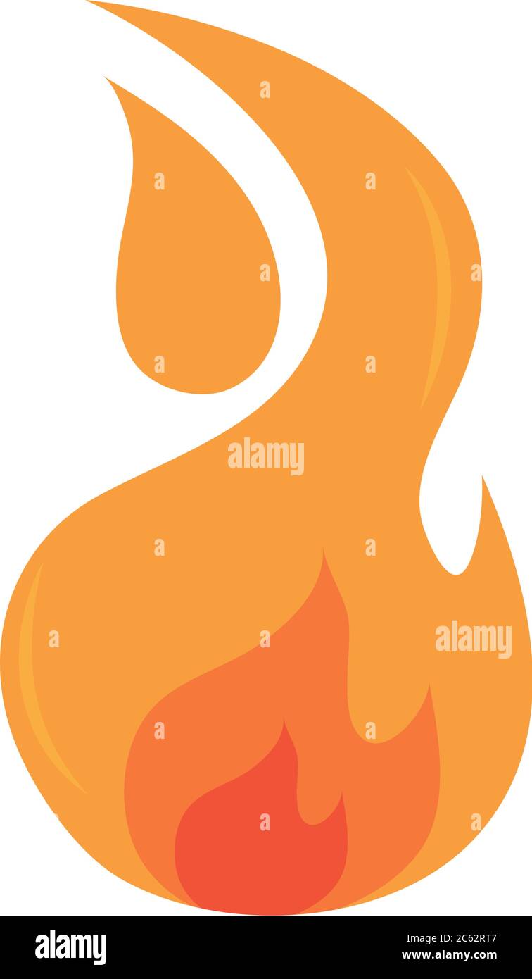 fire flame burning hot glow flat design icon white background vector ...