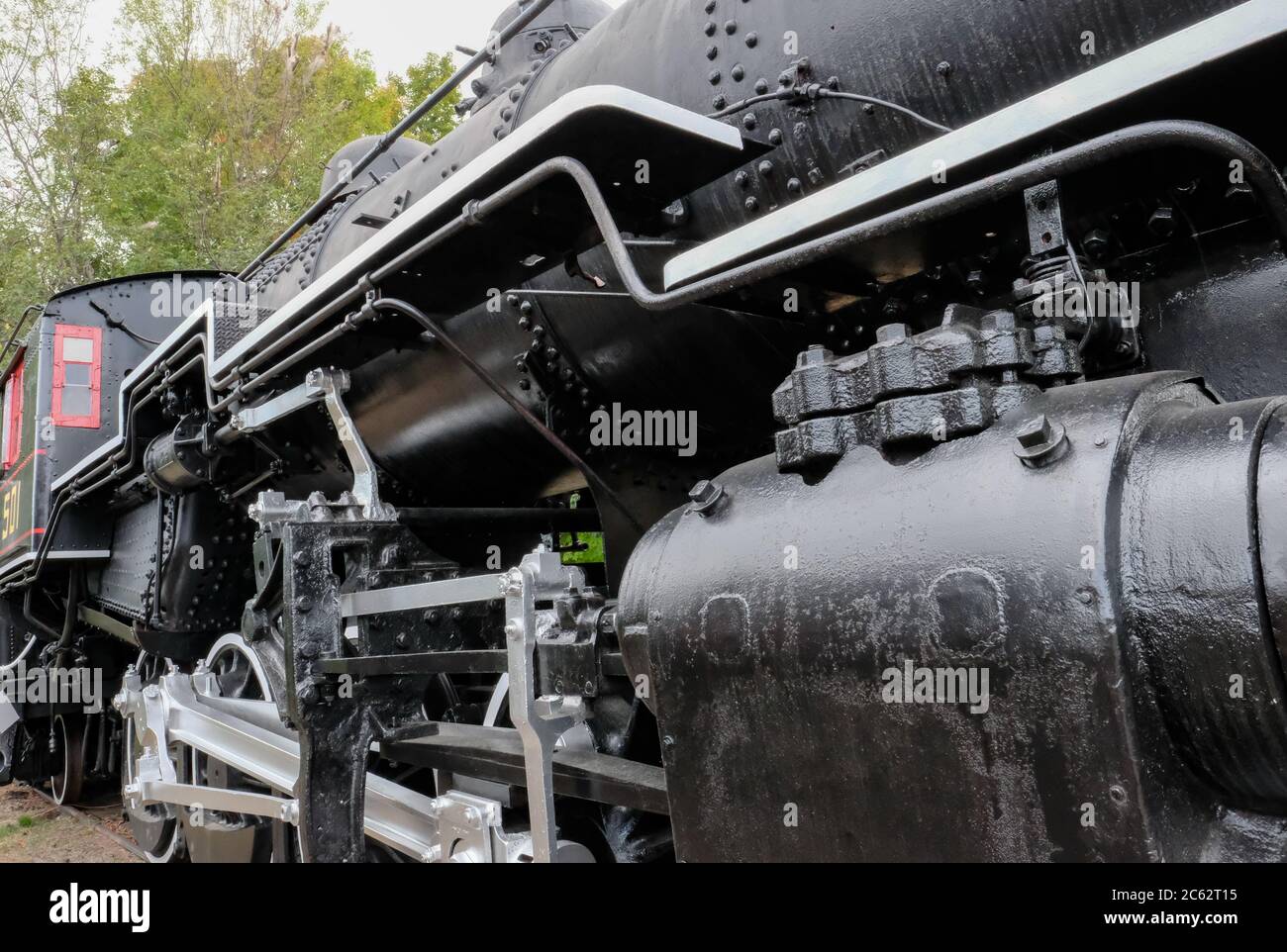 Vintage US steam locomotive showing the detailed front view including ...