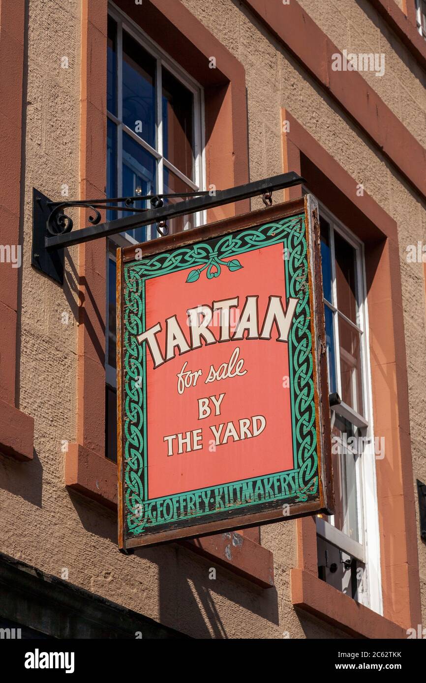 Tartan Shop Sign, Edinburgh, Scotland Stock Photo - Alamy