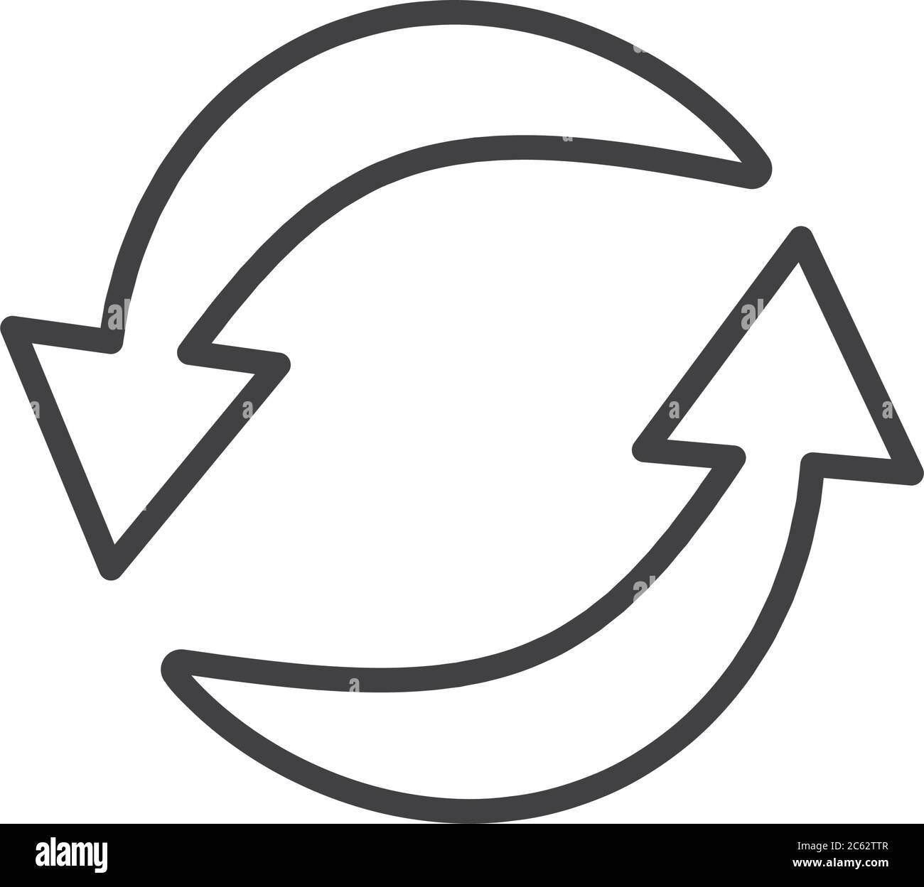 two round arrows icon over white background, line style, vector ...