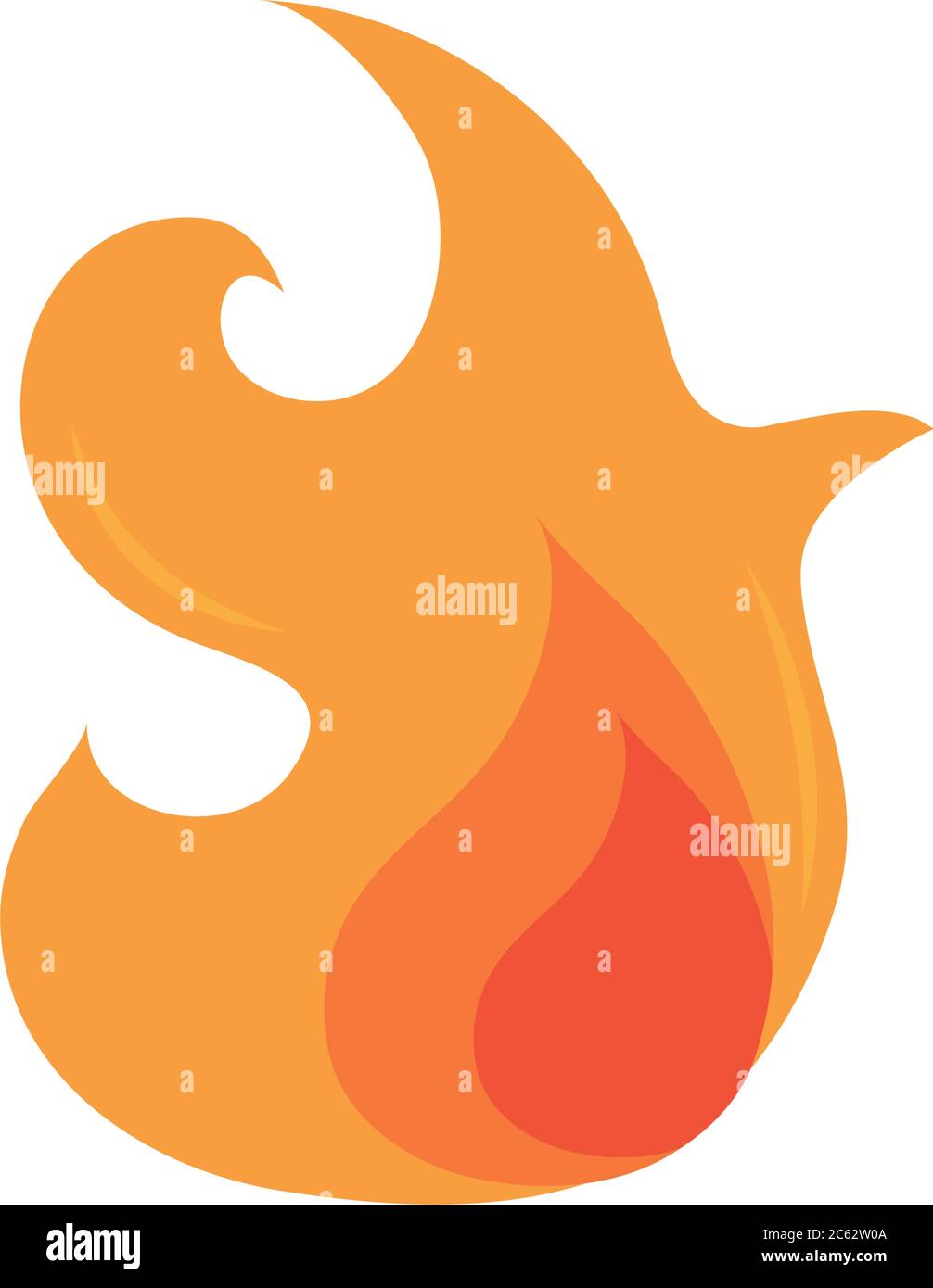 fire flame burning hot glow flat design icon white background vector ...