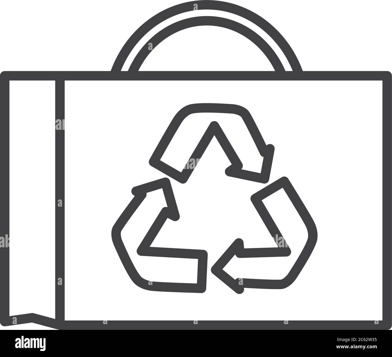 briefcase with recycling symbol icon over white background, line style ...