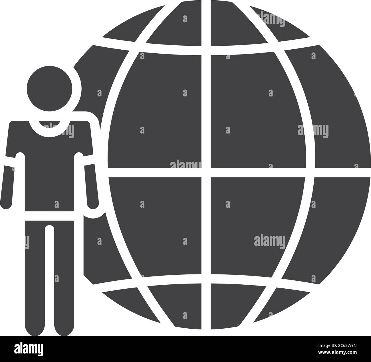 global sphere and pictogram man standing over white background ...
