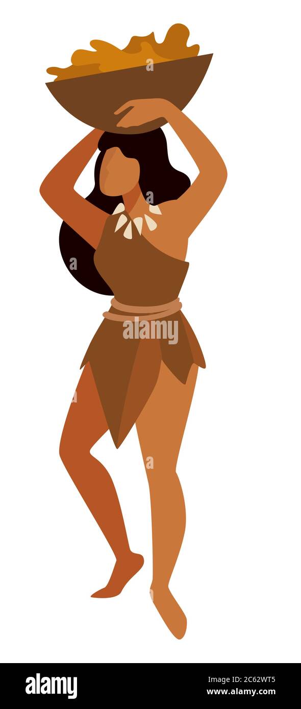 Ancient people of tribe, woman gathering food vector Stock Vector Image ...