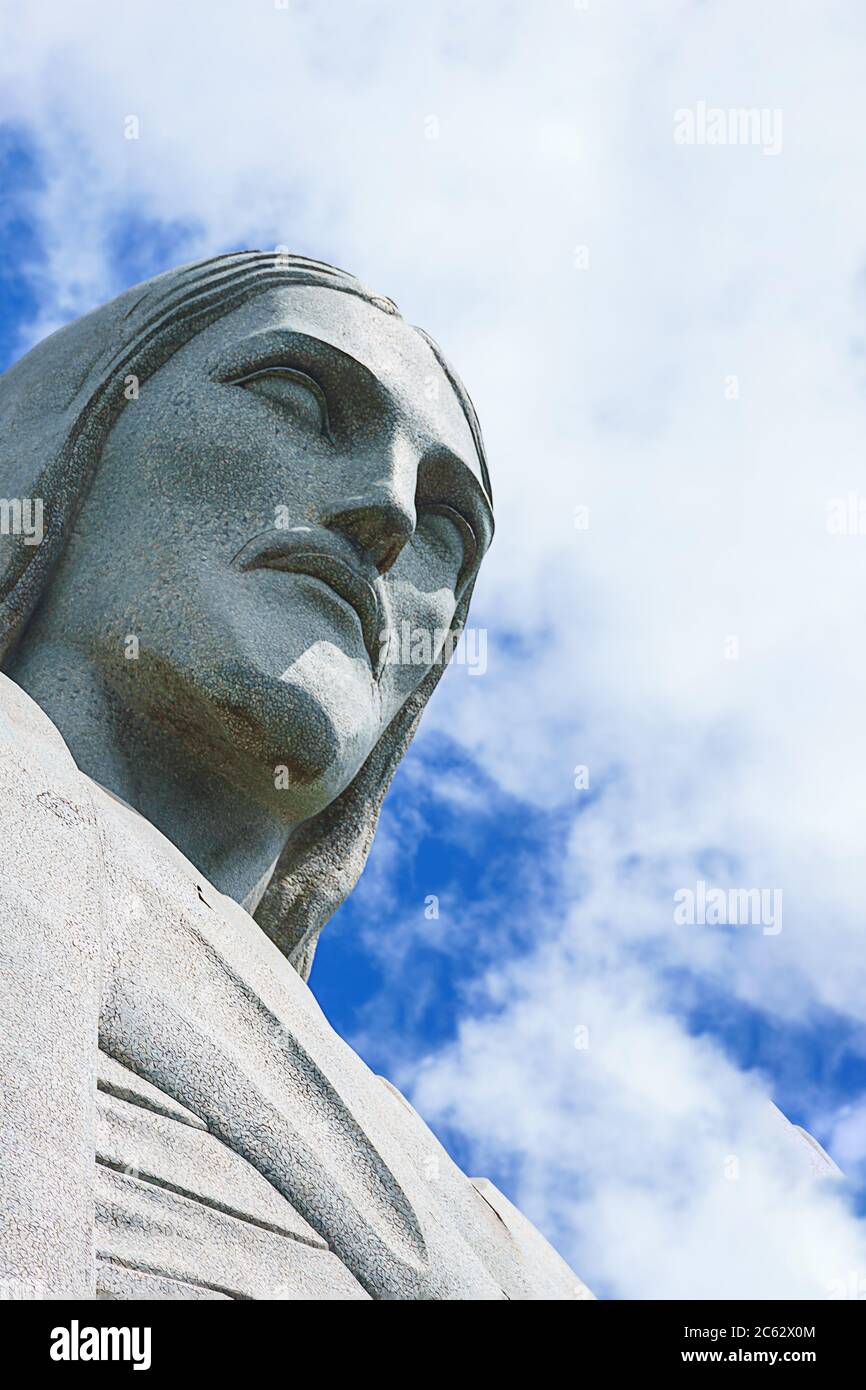 Famous Christ the Redeemer in the Rio de Janeiro, Brazil. Face of ...