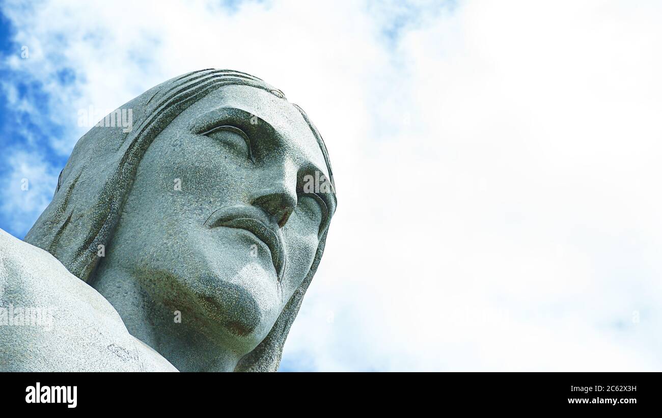 Famous Christ the Redeemer in the Rio de Janeiro, Brazil. Face of ...