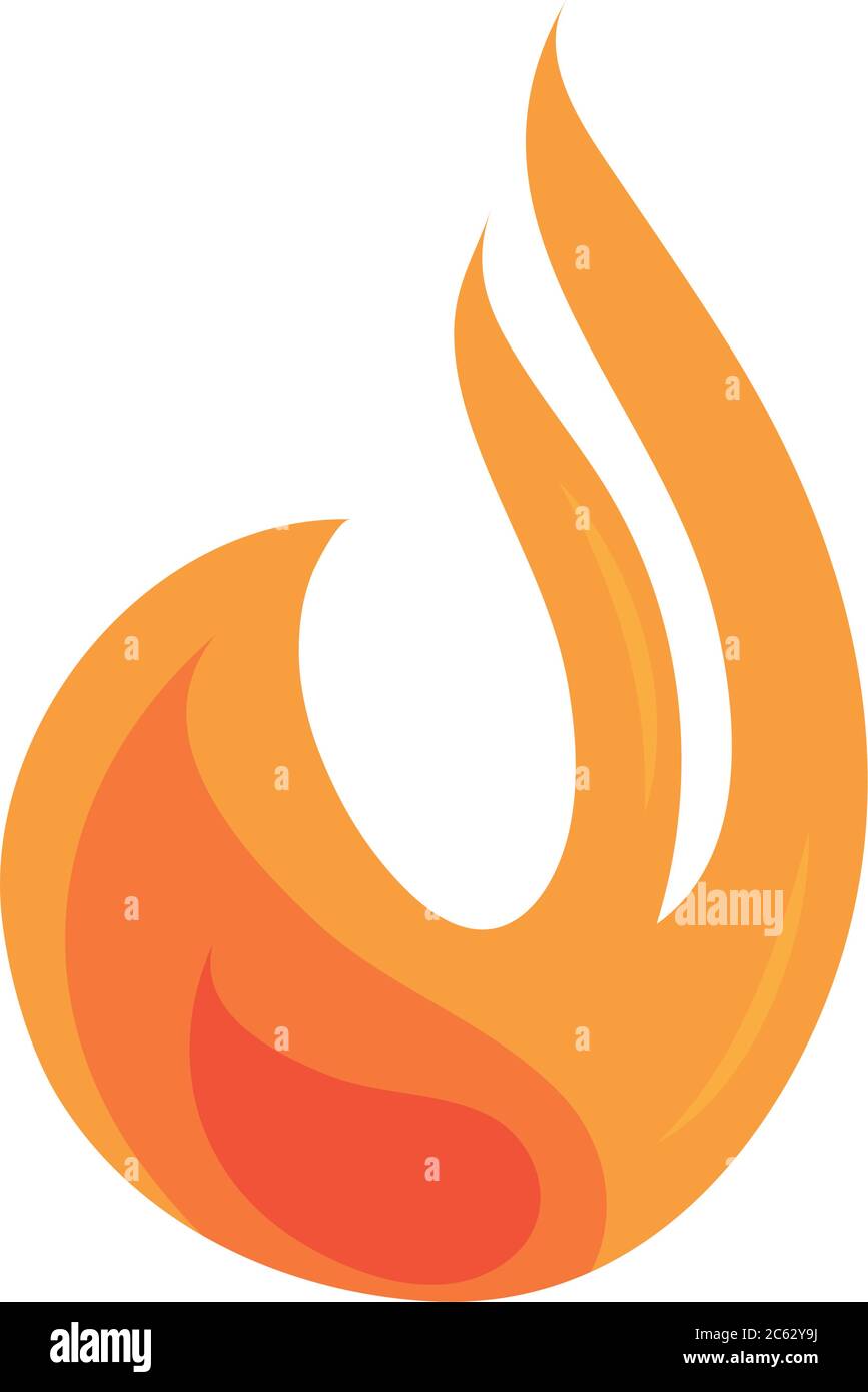 fire flame burning hot glow flat design icon white background vector ...