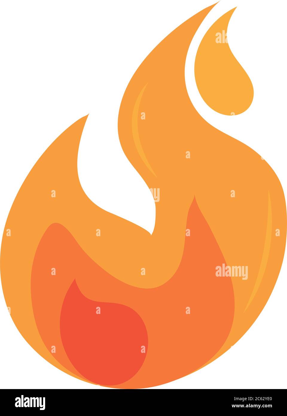 fire flame burning hot glow flat design icon white background vector ...