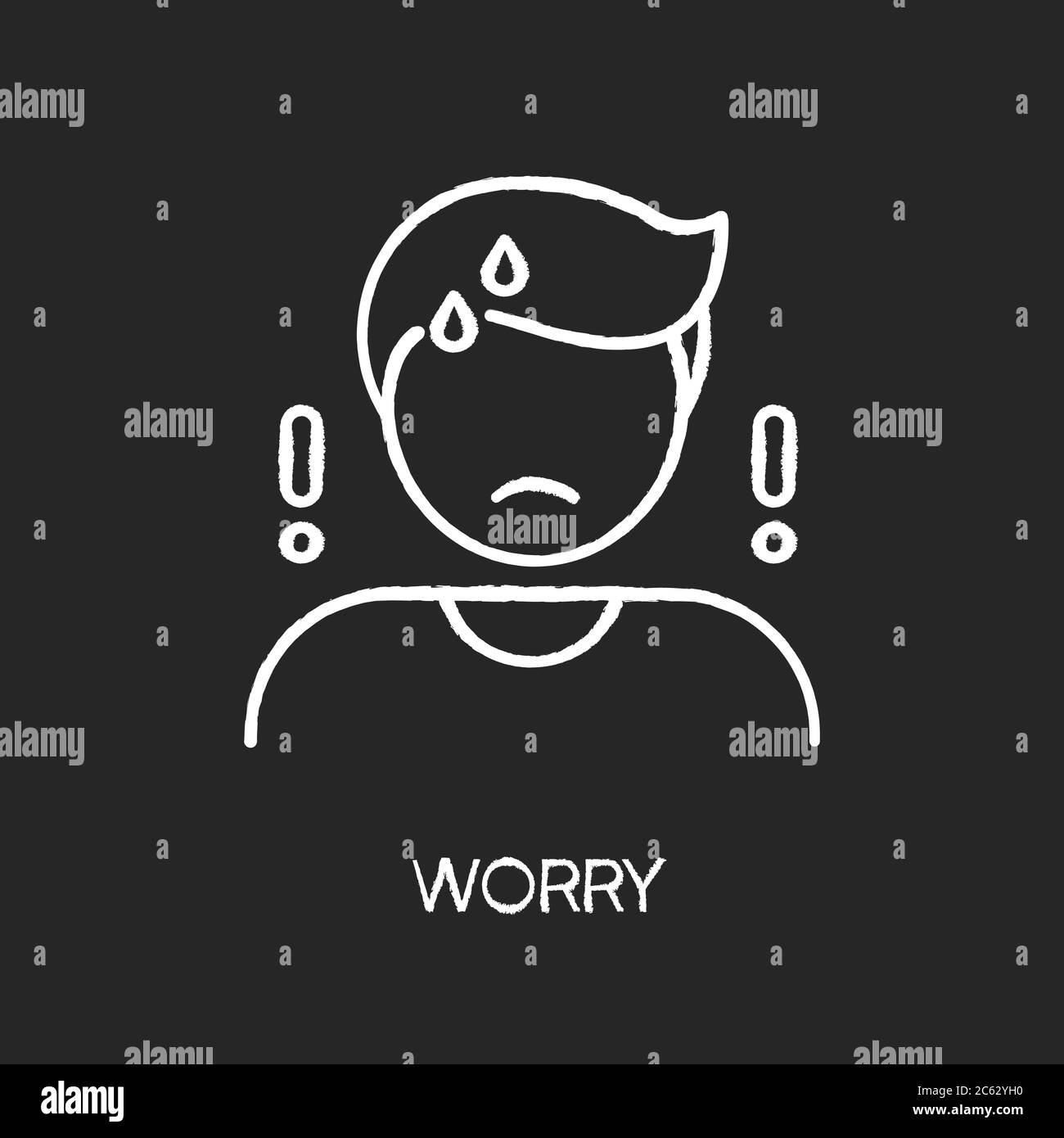 Worry chalk white icon on black background Stock Vector Image & Art - Alamy
