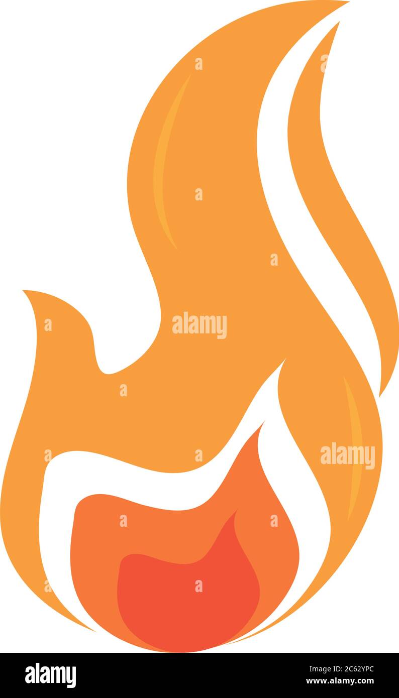 fire flame burning hot glow flat design icon white background vector ...