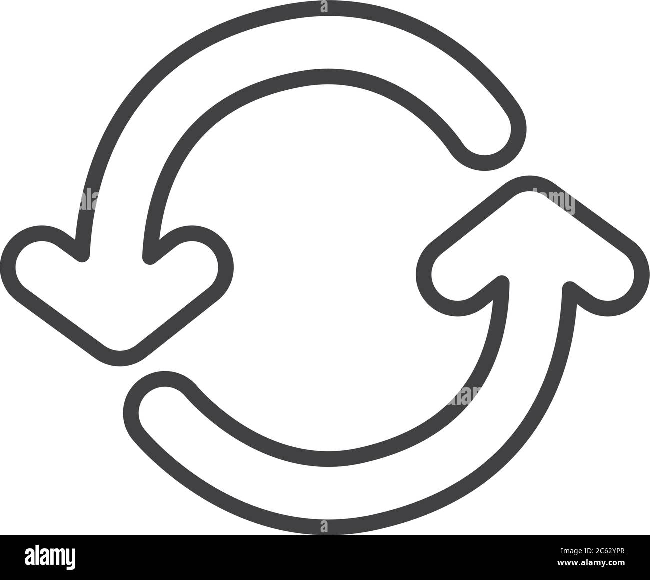 refresh arrows icon over white background, line style, vector ...