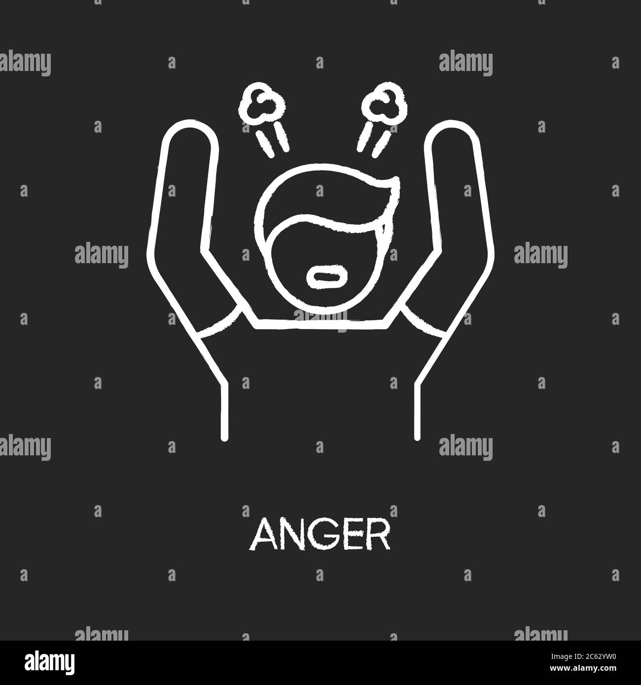 Anger chalk white icon on black background Stock Vector Image & Art - Alamy