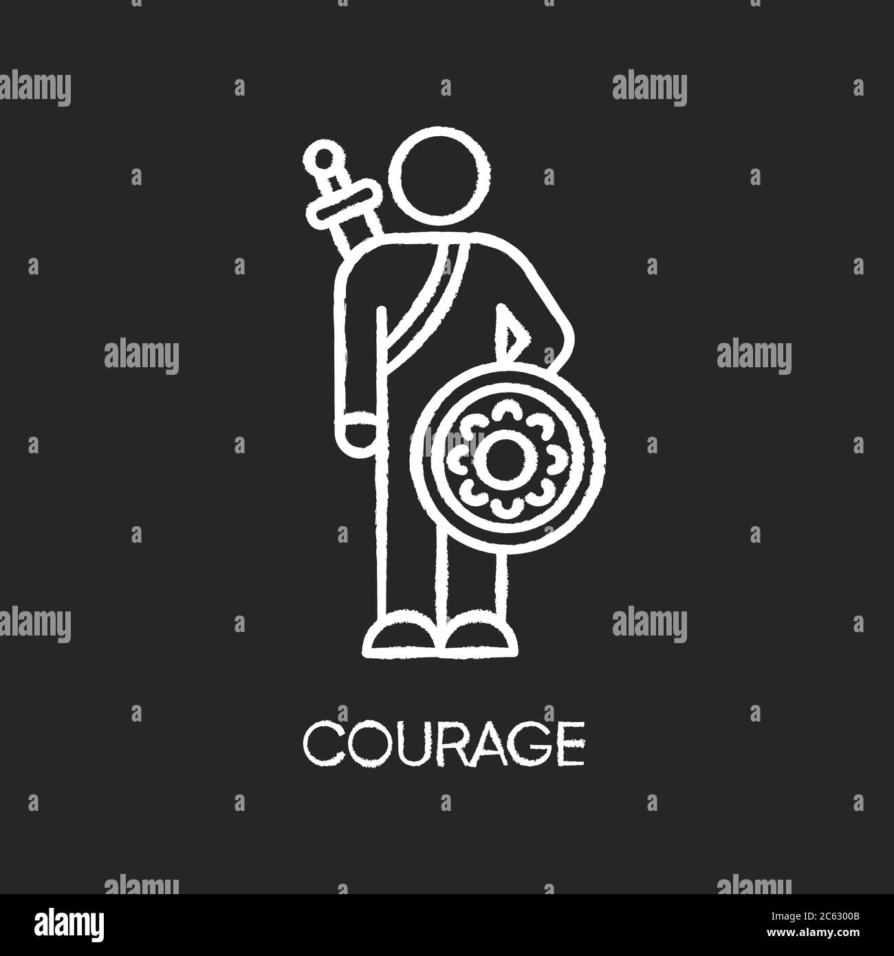 Courage chalk white icon on black background Stock Vector Image & Art ...