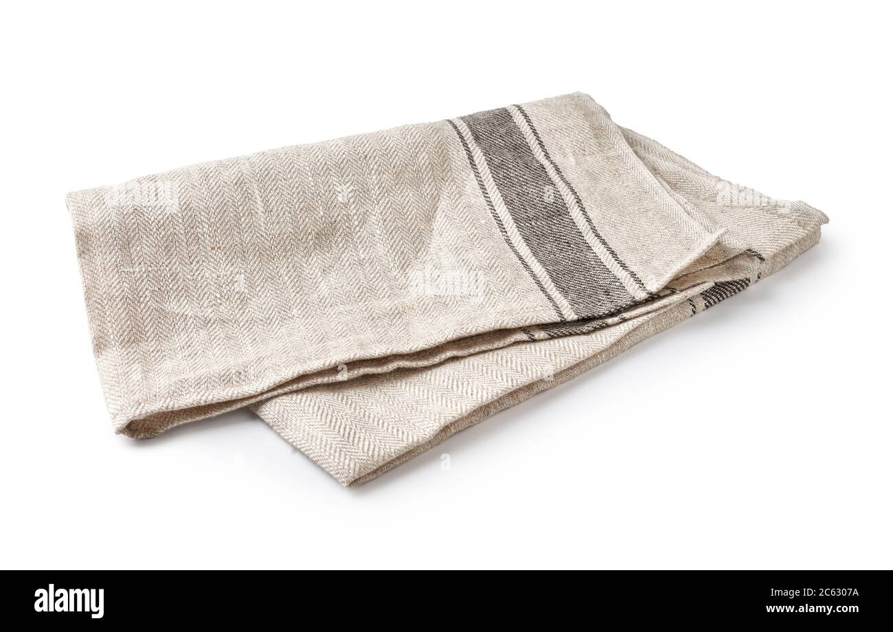 Kitchen grey folded table cloth isolated on white background Stock ...