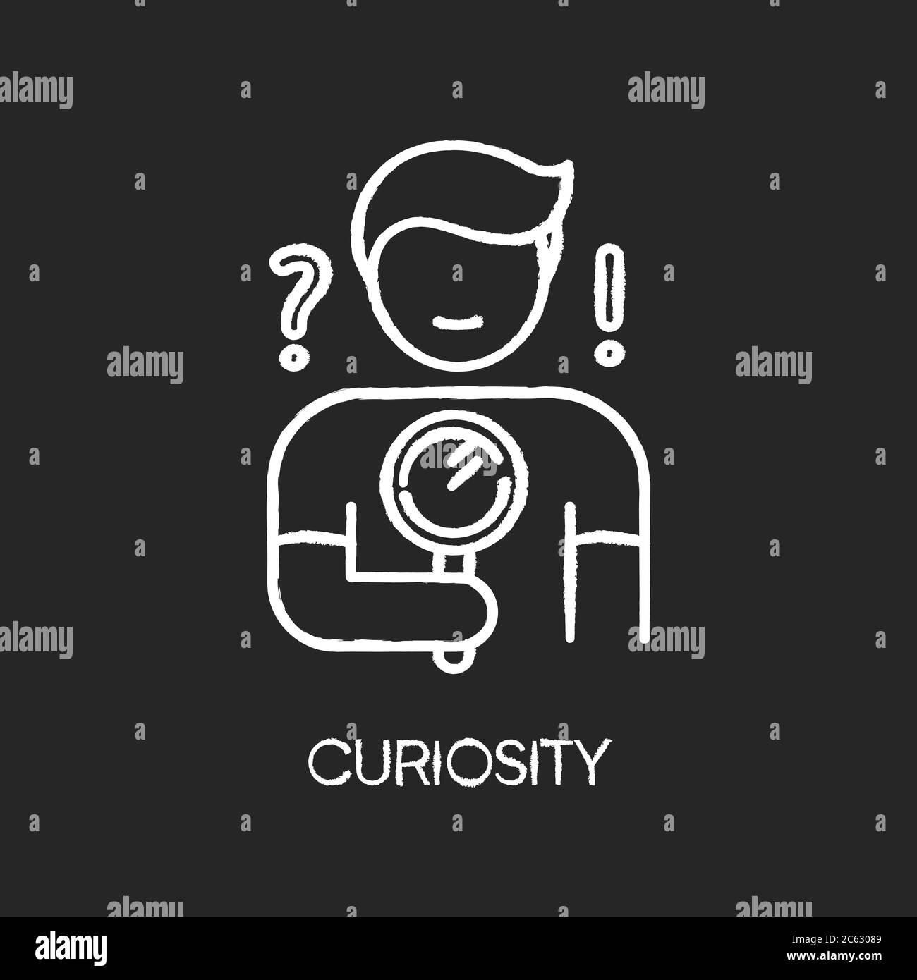 Curiosity chalk white icon on black background Stock Vector Image & Art ...