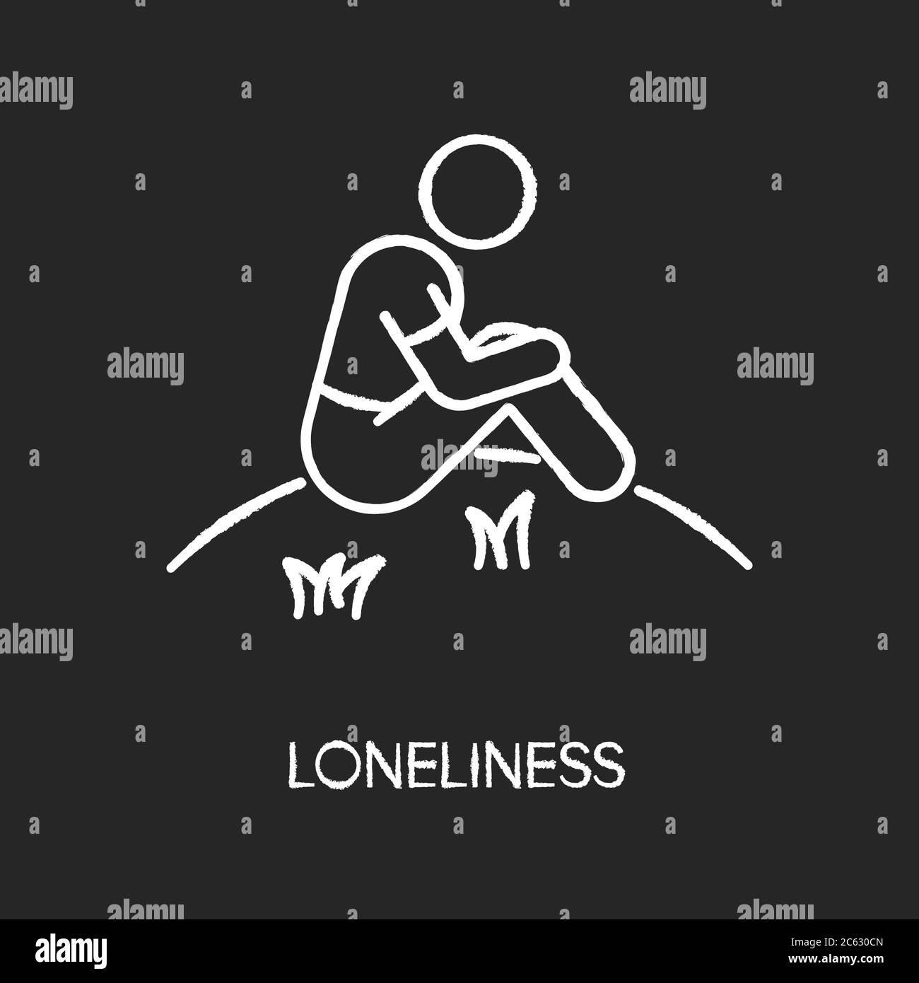 Loneliness chalk white icon on black background Stock Vector Image ...