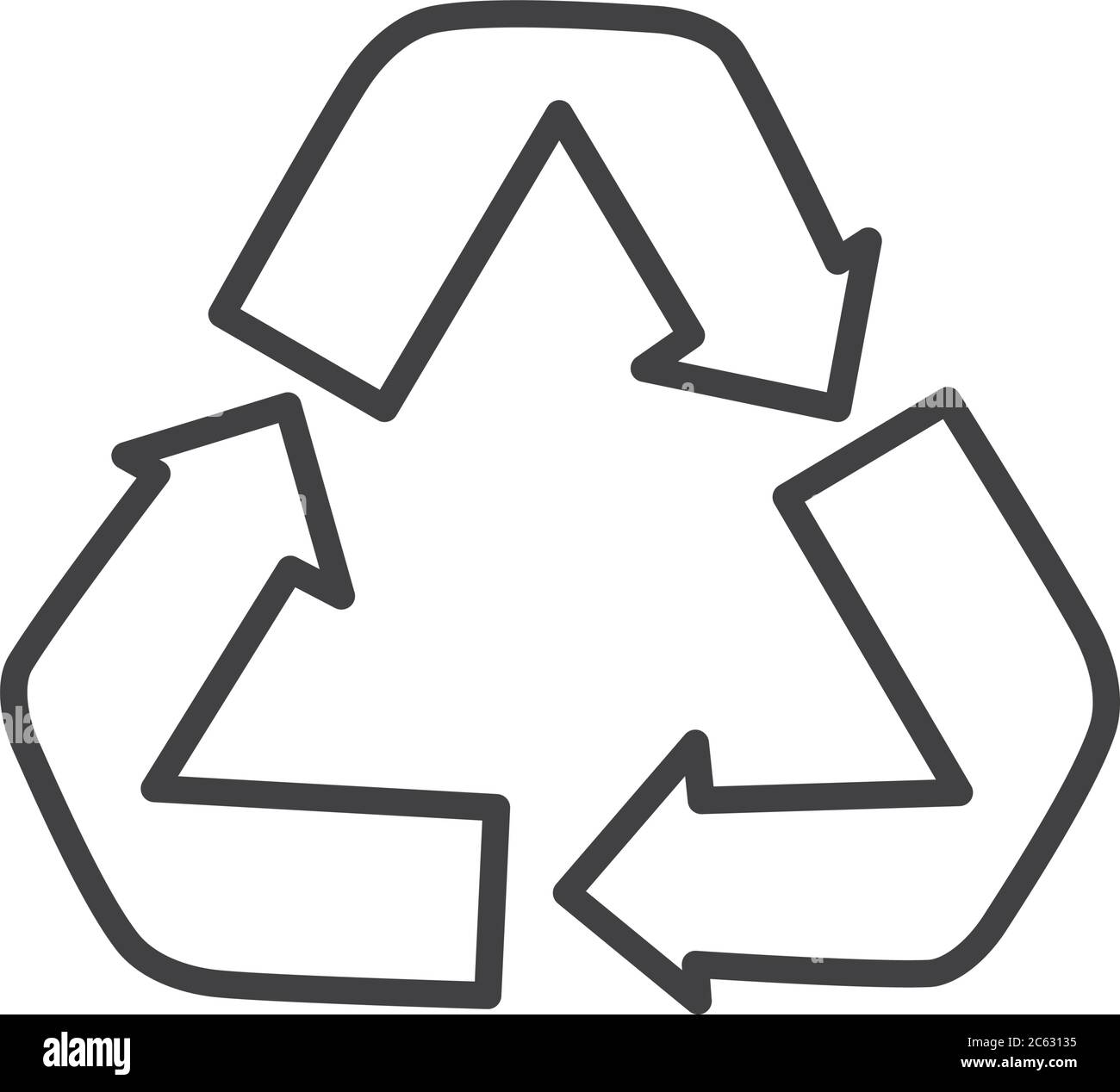 recycle symbol icon over white background, line style, vector ...