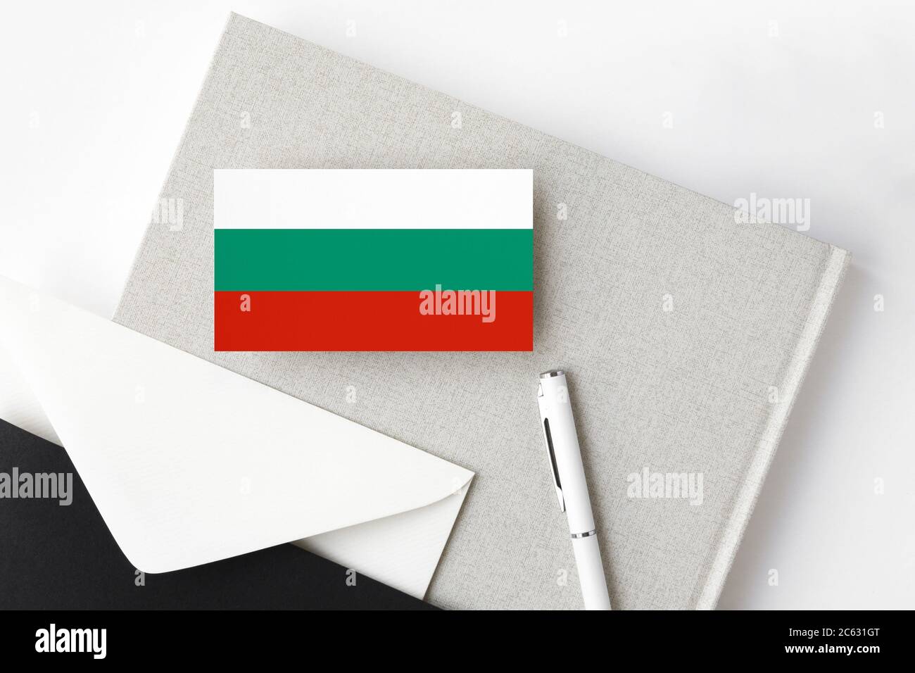 Bulgaria flag on minimalist letter background. National invitation ...