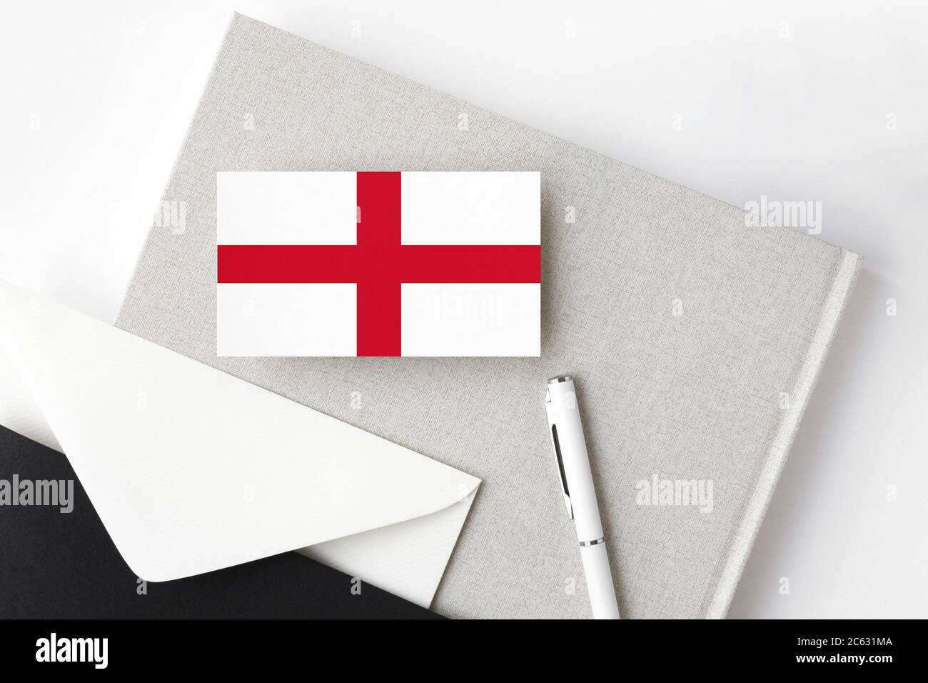 England flag on minimalist letter background. National invitation ...