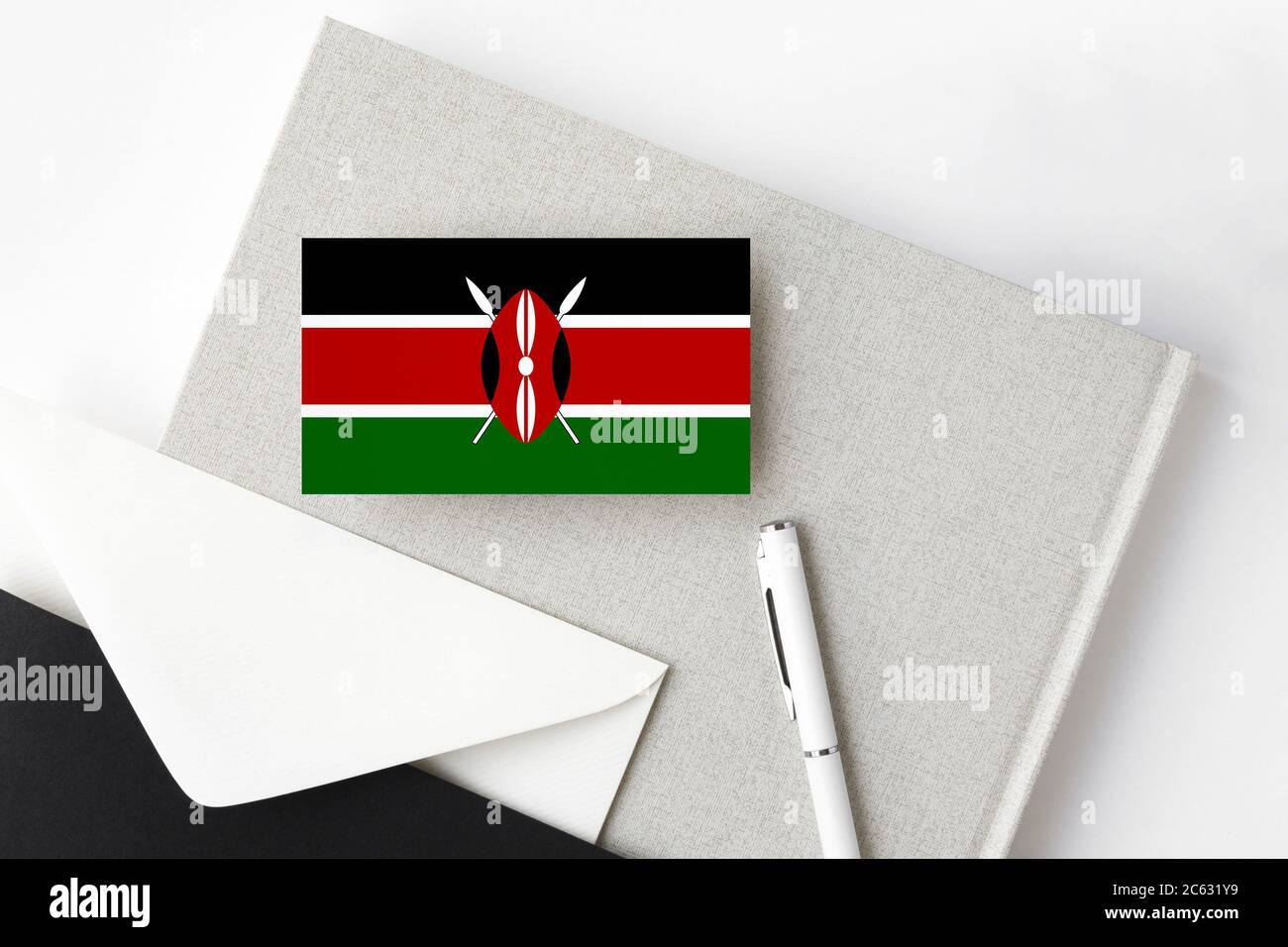 Kenya flag on minimalist letter background. National invitation ...