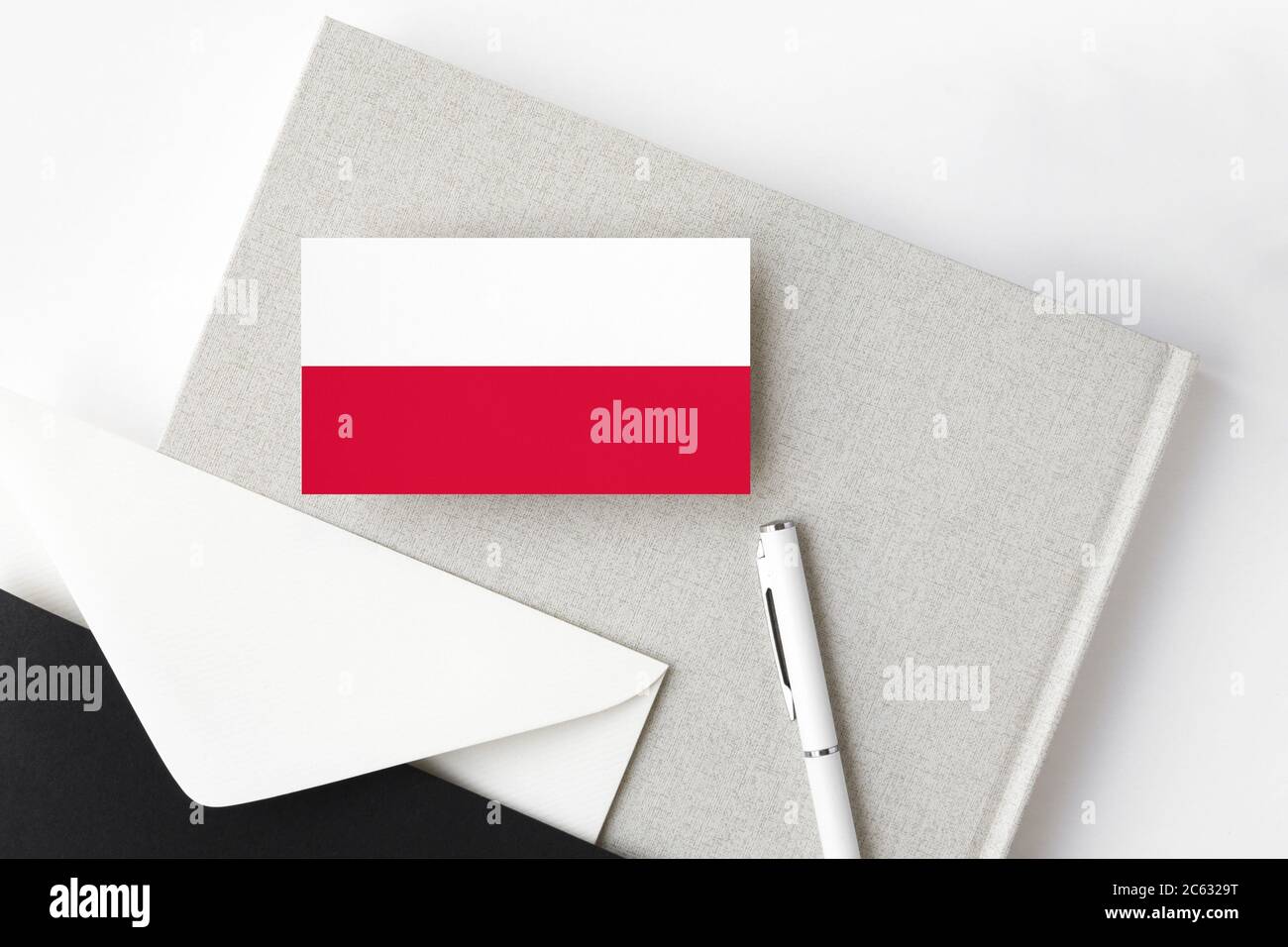 Poland flag on minimalist letter background. National invitation ...