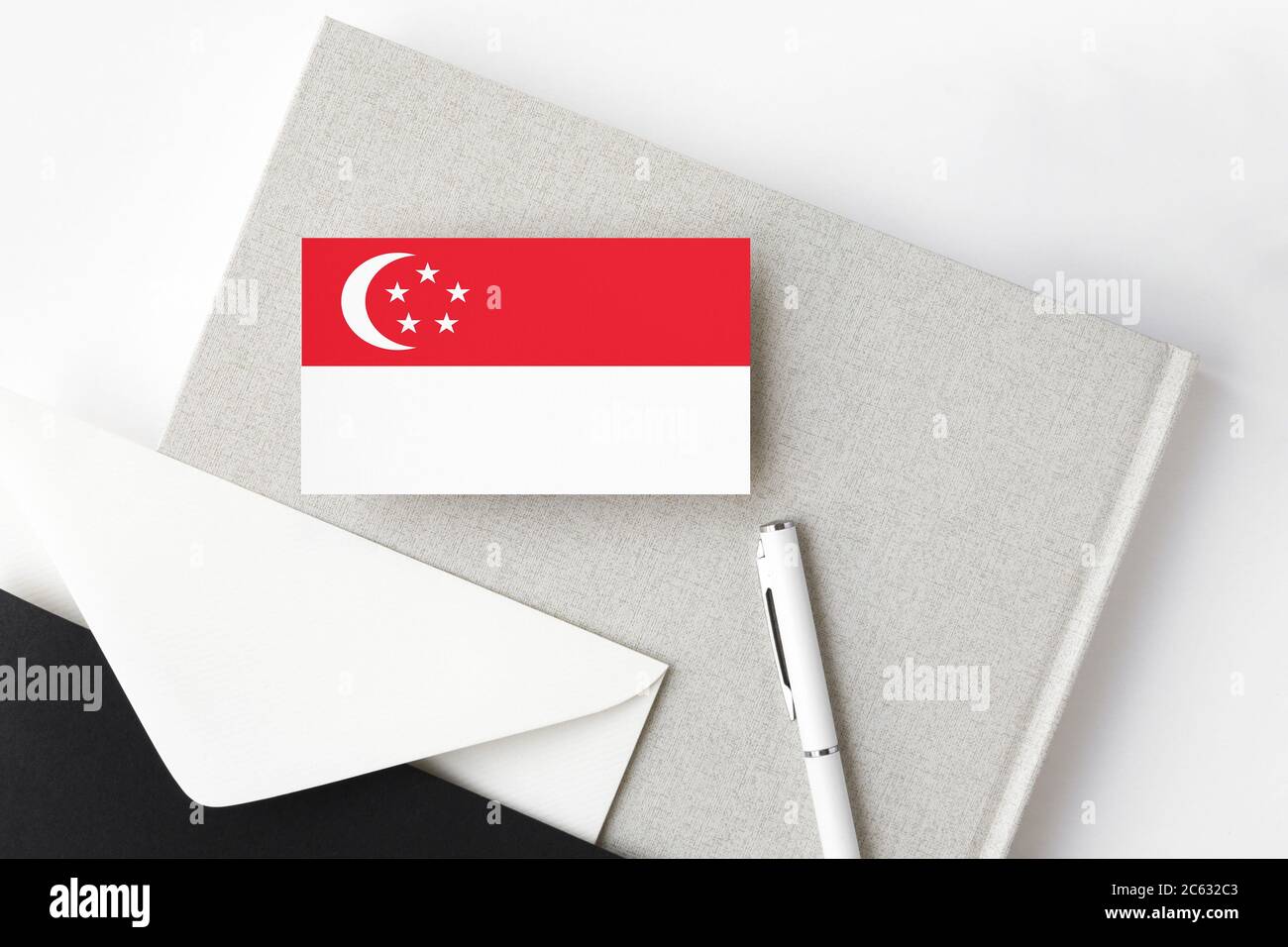 Singapore flag on minimalist letter background. National invitation ...