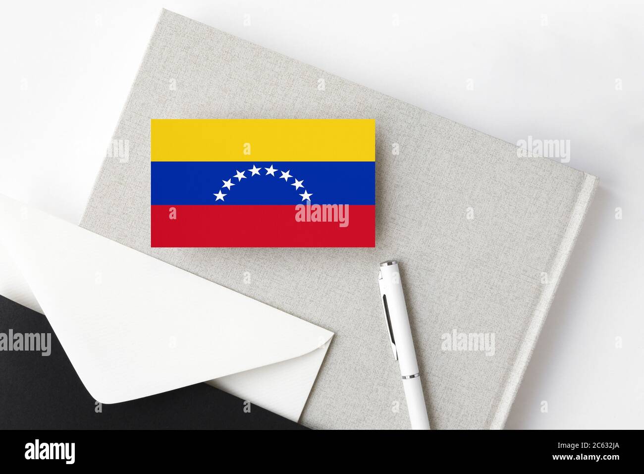 Venezuela flag on minimalist letter background. National invitation ...