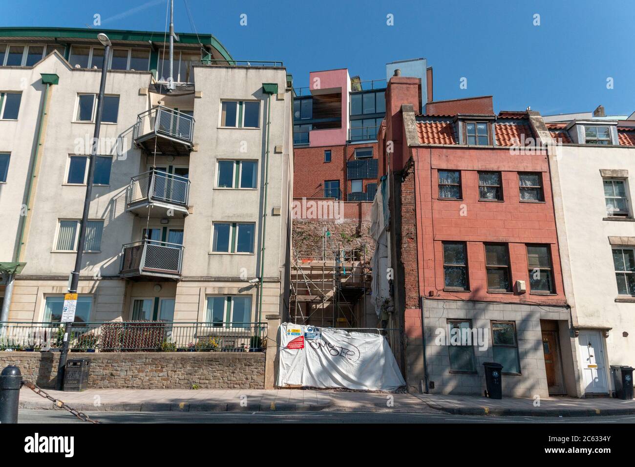 Bristol-June-2020-England-a close up view of flats and buildings in the ...