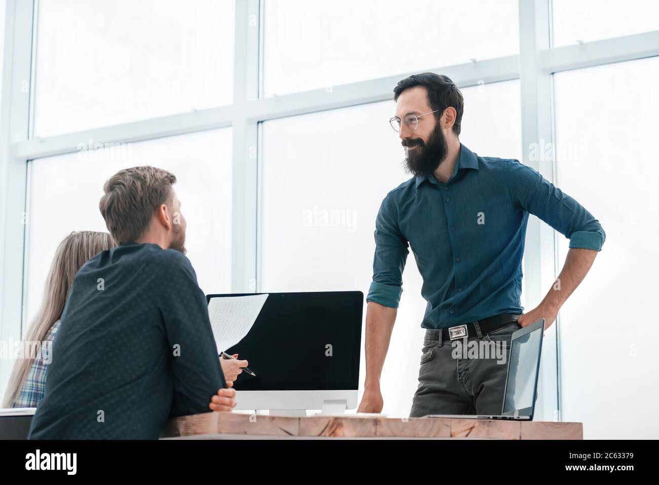 business team studying business documentation in the workplace Stock ...