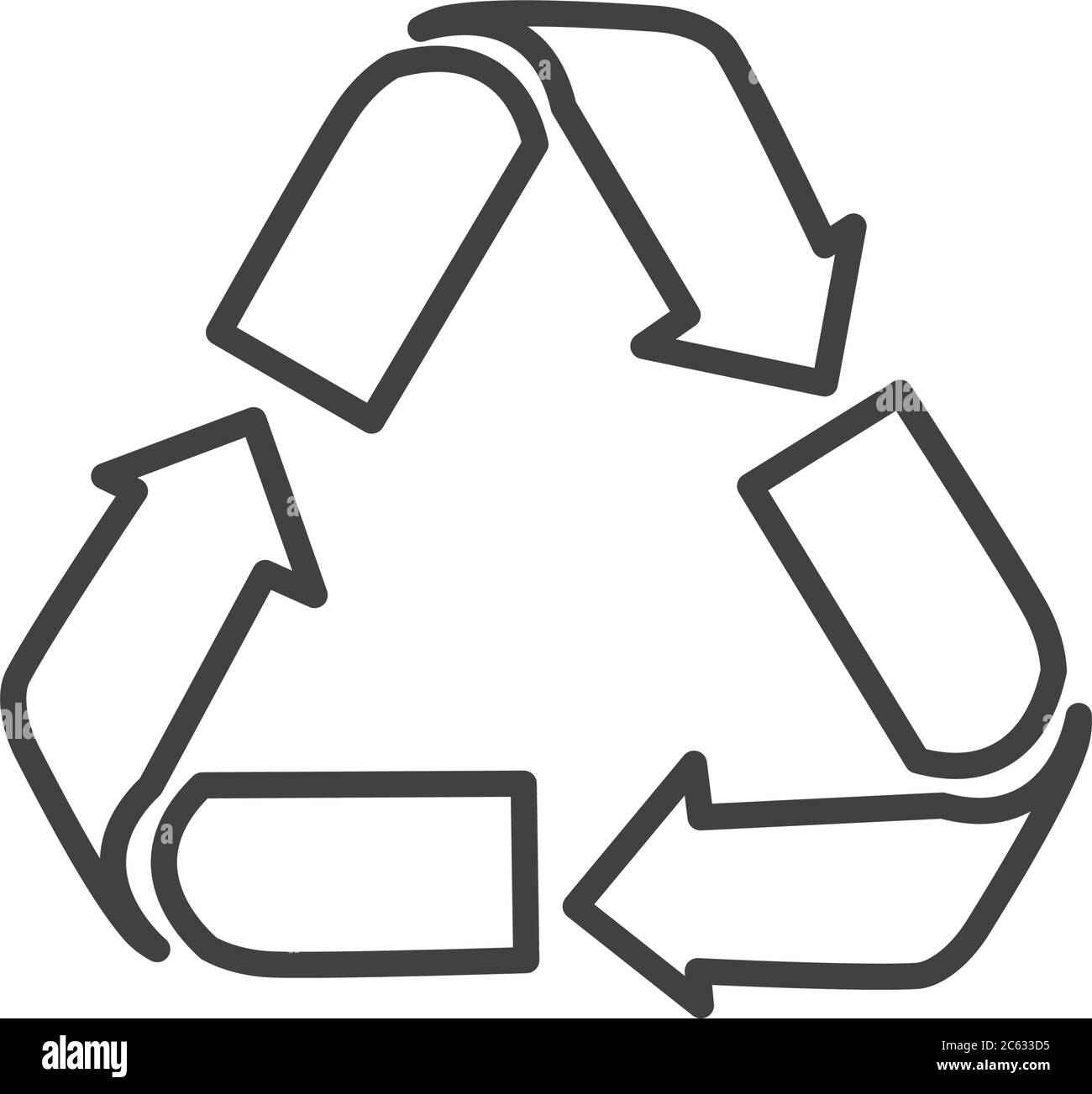 recycle symbol icon over white background, line style, vector ...
