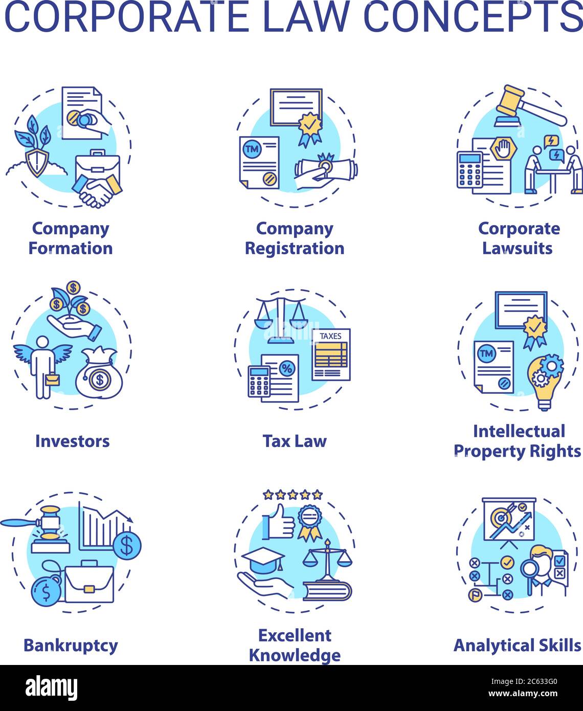Corporate law concept icons set Stock Vector Image & Art - Alamy