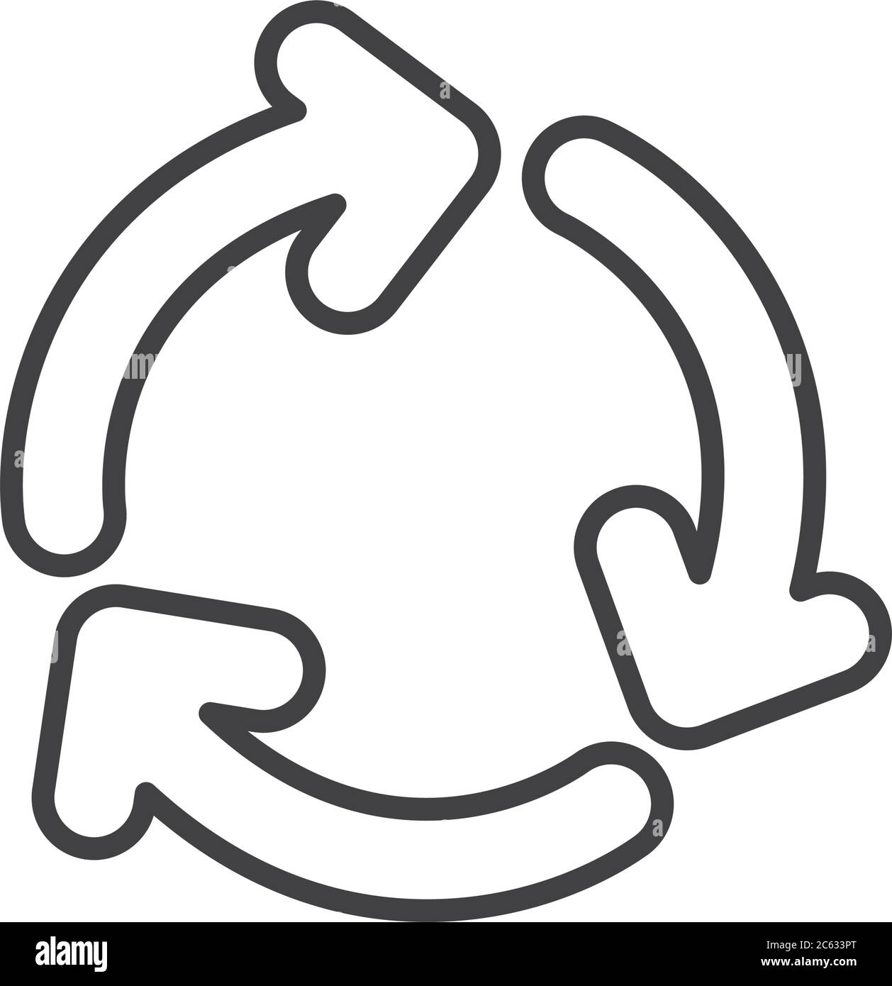 round arrows in circle shape over white background, line style, vector ...