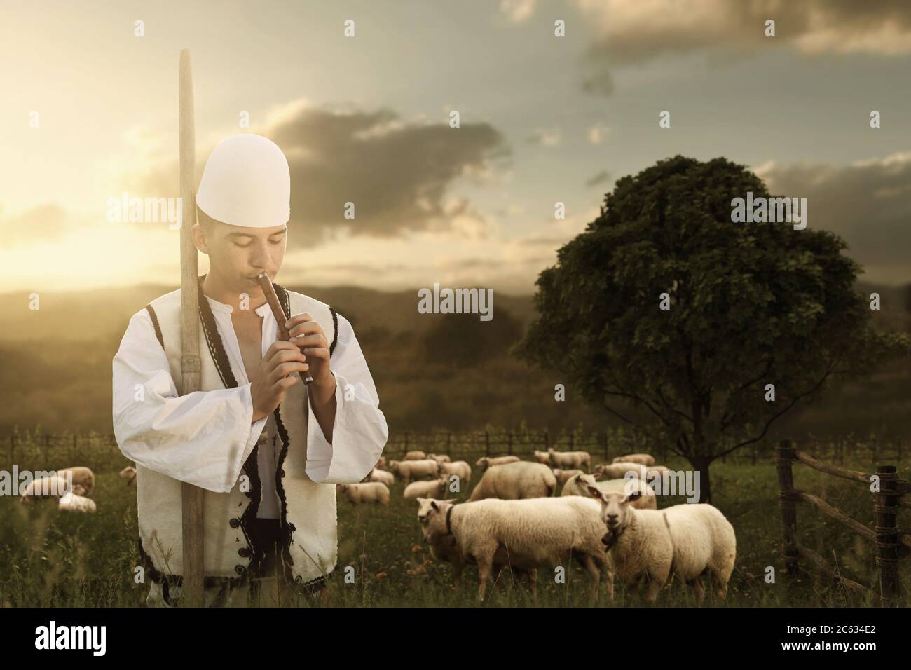 Playing flute shepard hi-res stock photography and images - Alamy