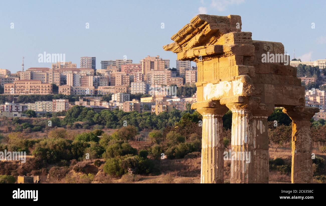concept old-new of temple in the Valley of Temples and on background ...