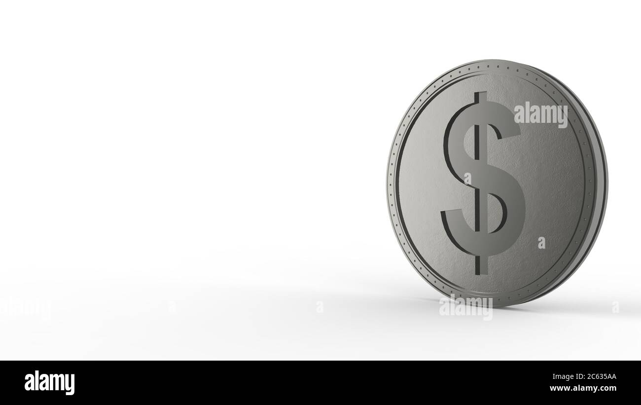 Gray dollar coin Isolated with white background. 3d render isolated ...