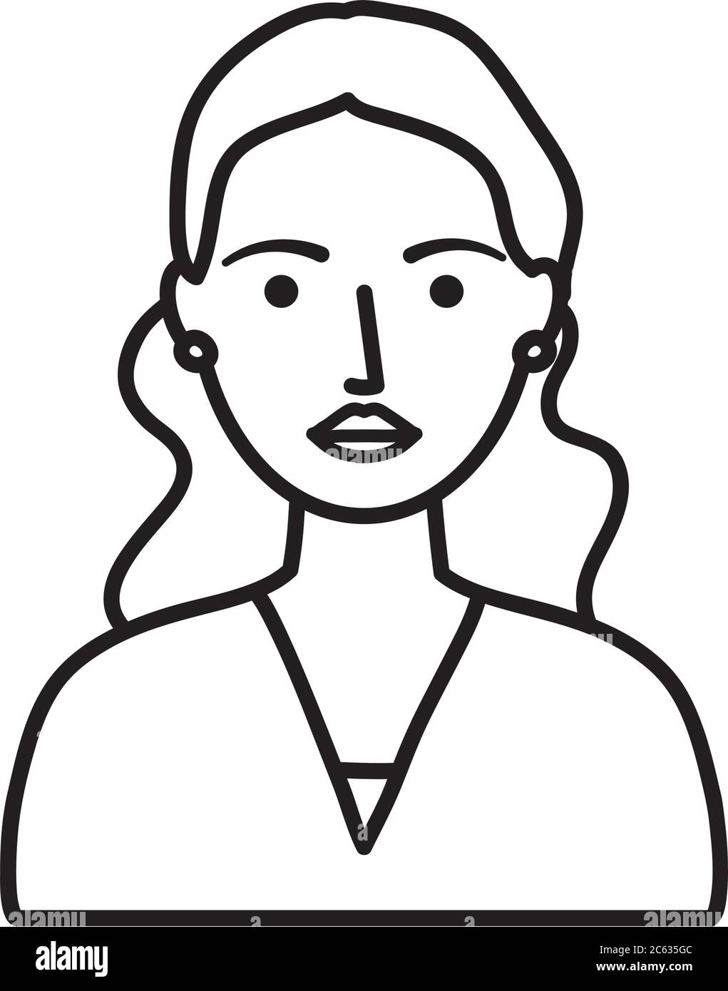 Avatar Adult Woman Icon Over White Background Line Style Vector