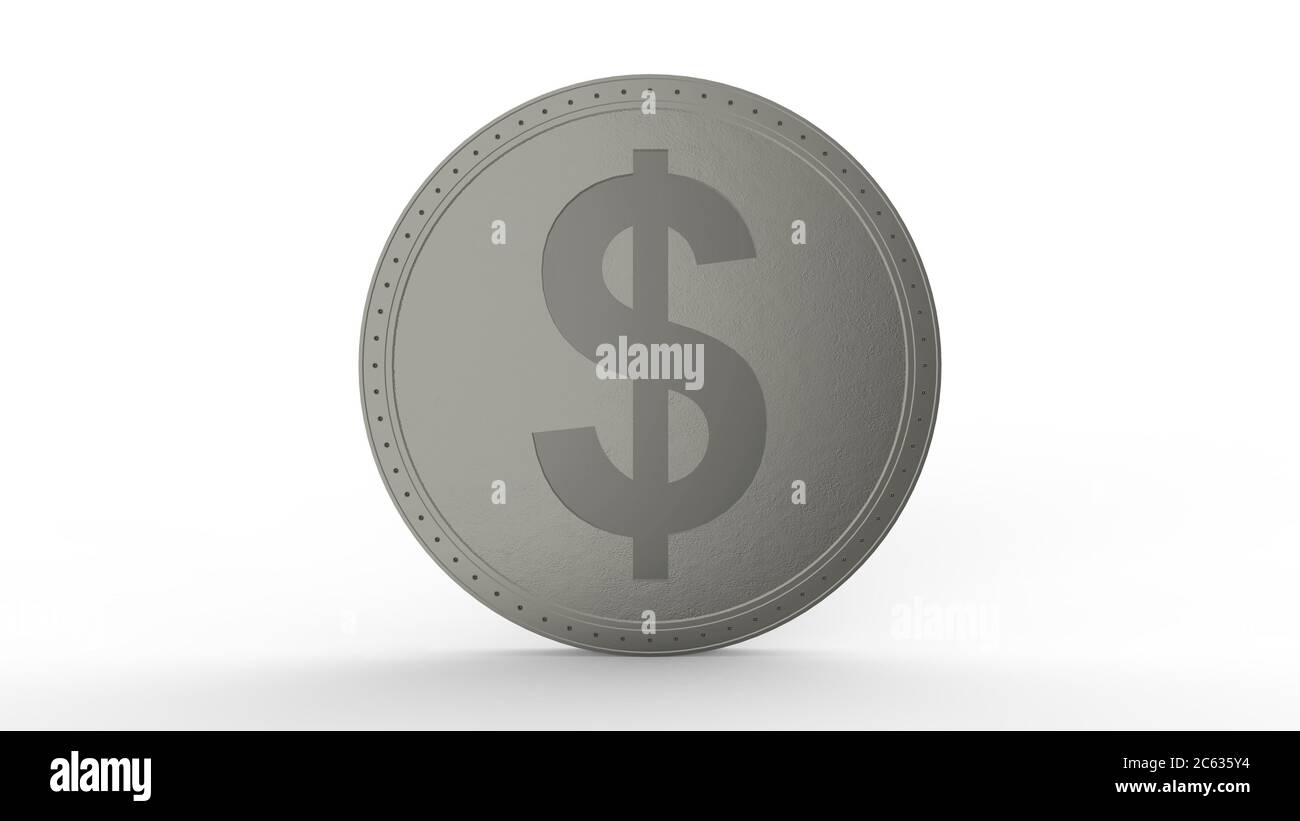 Gray dollar coin Isolated with white background. 3d render isolated ...