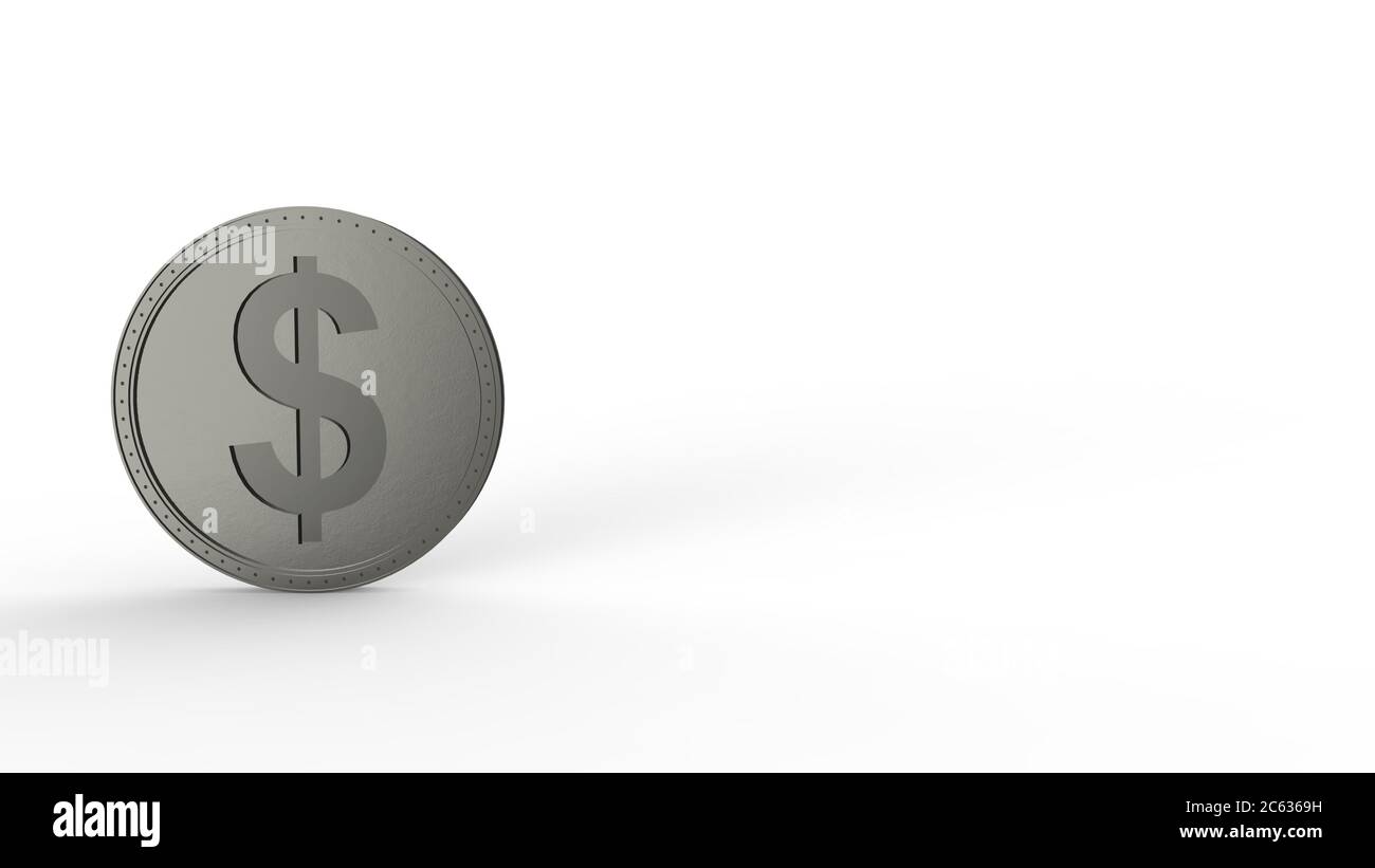 Gray dollar coin Isolated with white background. 3d render isolated ...