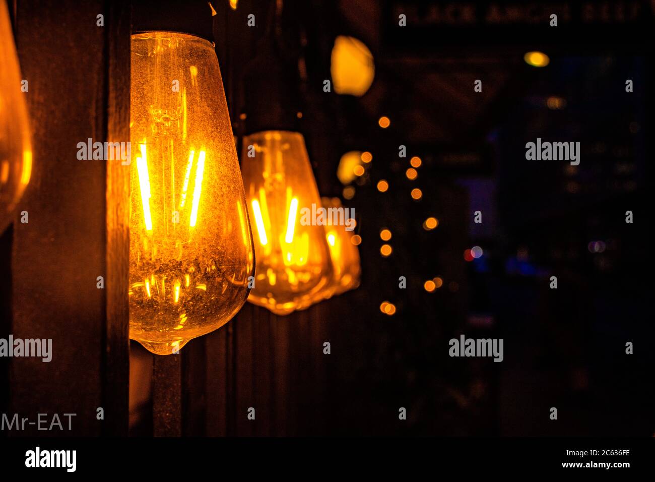 light in downtown restaurant in night Stock Photo - Alamy