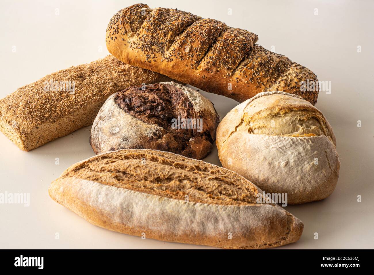 Bread varieties on the table Stock Photo - Alamy