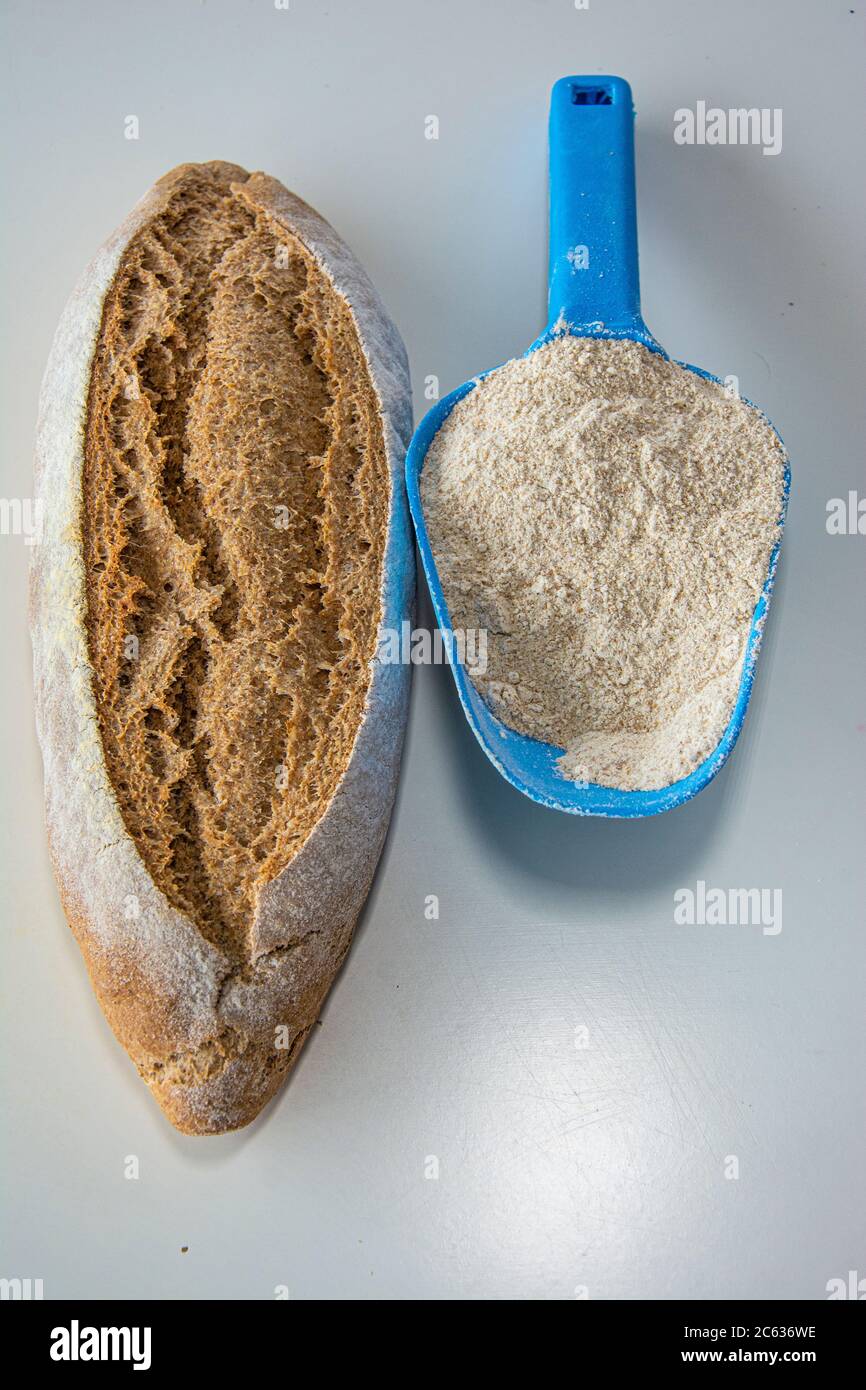 Wholemeal bread bar on the table Stock Photo - Alamy
