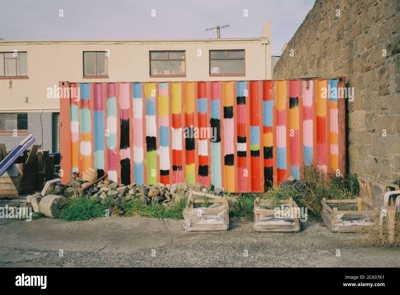 Painted Rainbow Shipping container colorful Stock Photo - Alamy