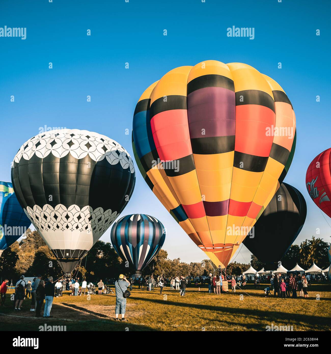 Hot Air Balloons in Summer Stock Photo - Alamy