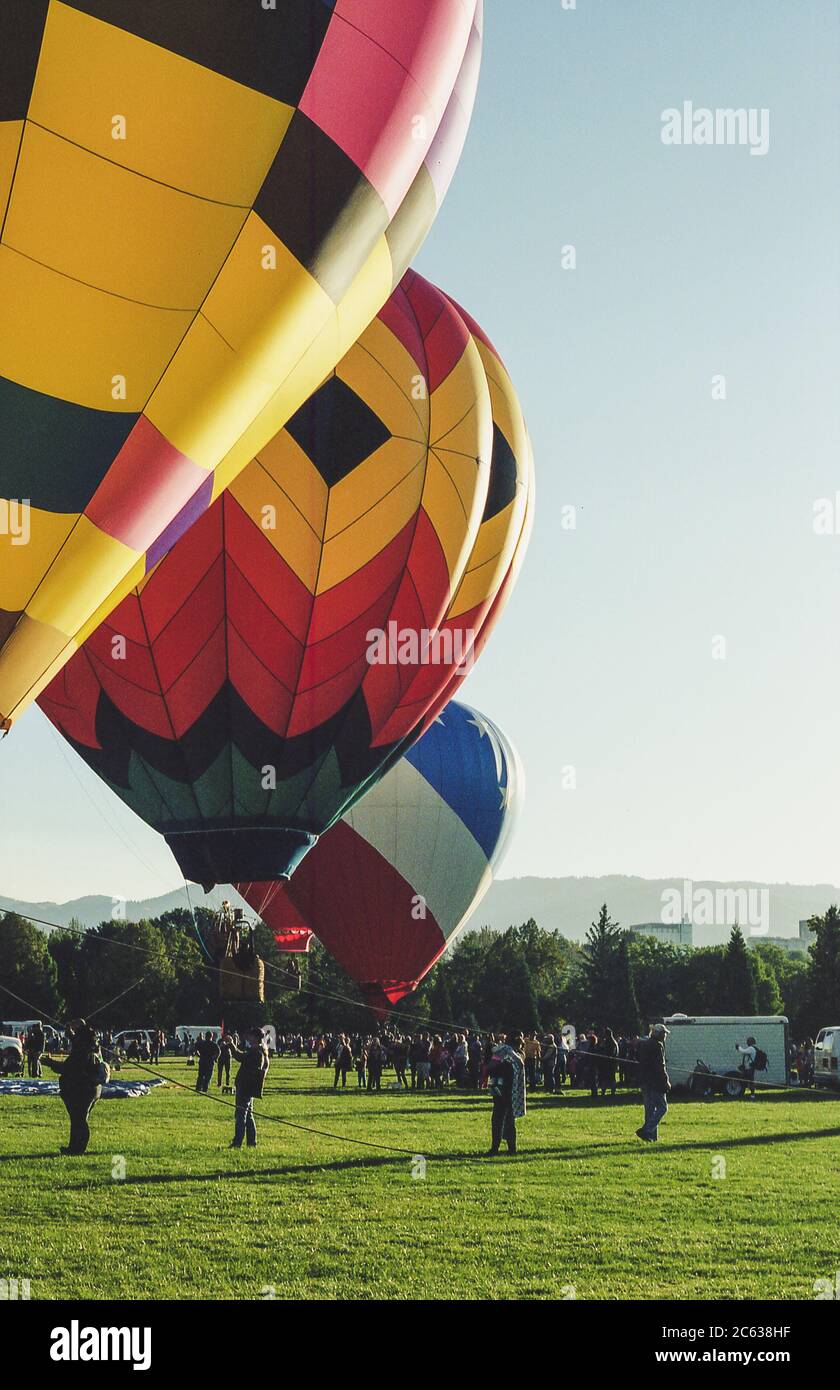 Hot Air Balloons in Summer Stock Photo - Alamy