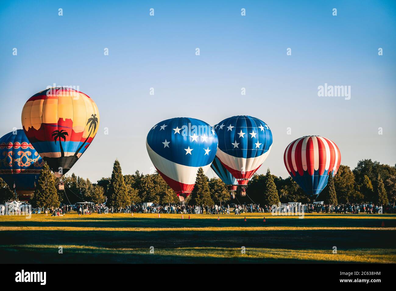 Hot Air Balloons in Summer Stock Photo - Alamy