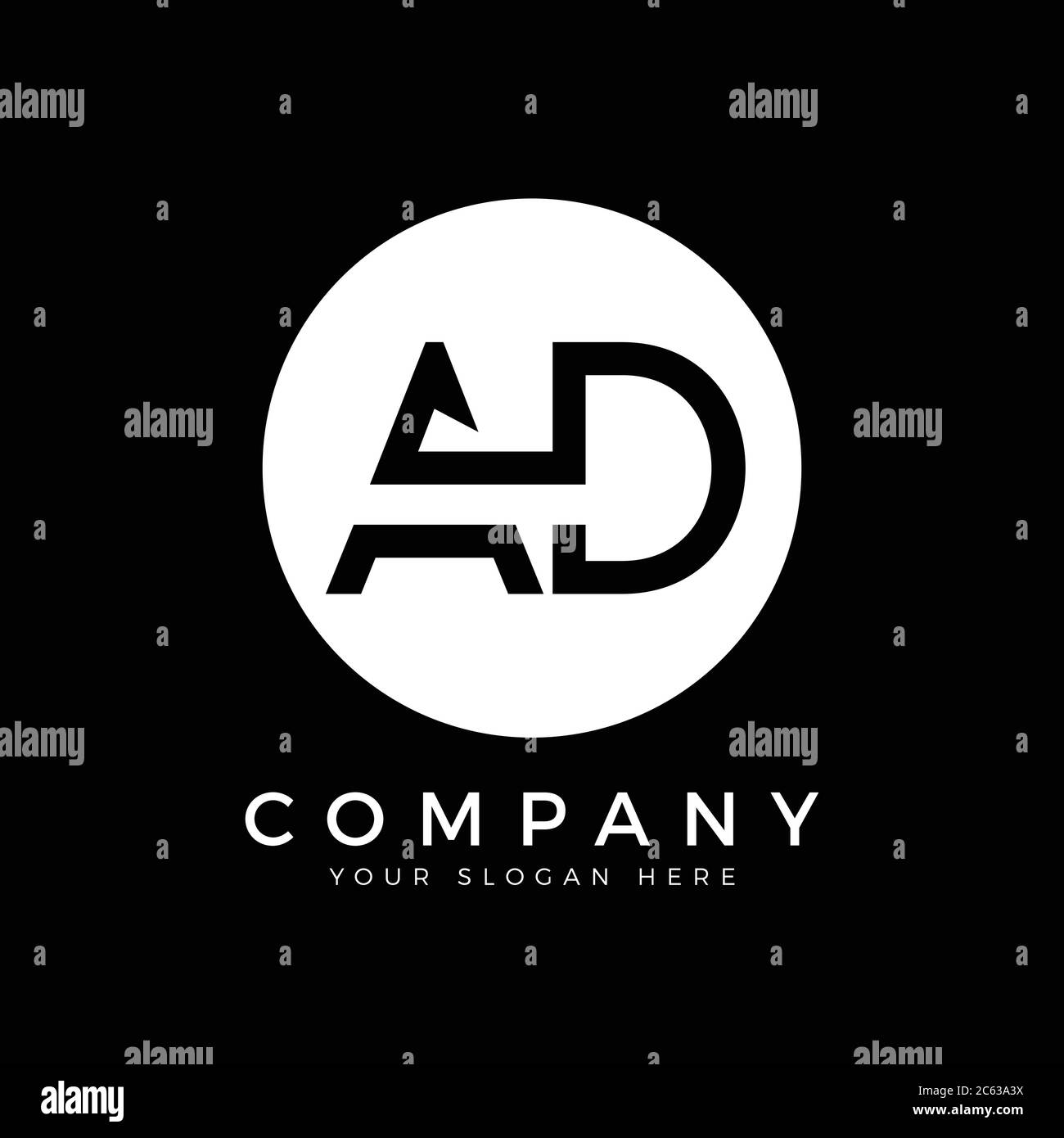 AD Logo Design Business Typography Vector Template. Creative Linked ...