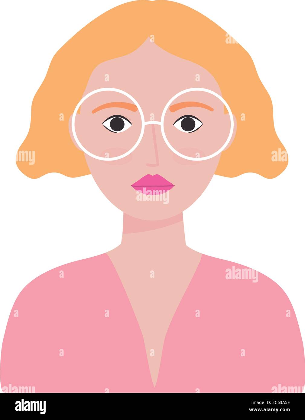 avatar woman with cool glasses icon over white background, flat style ...