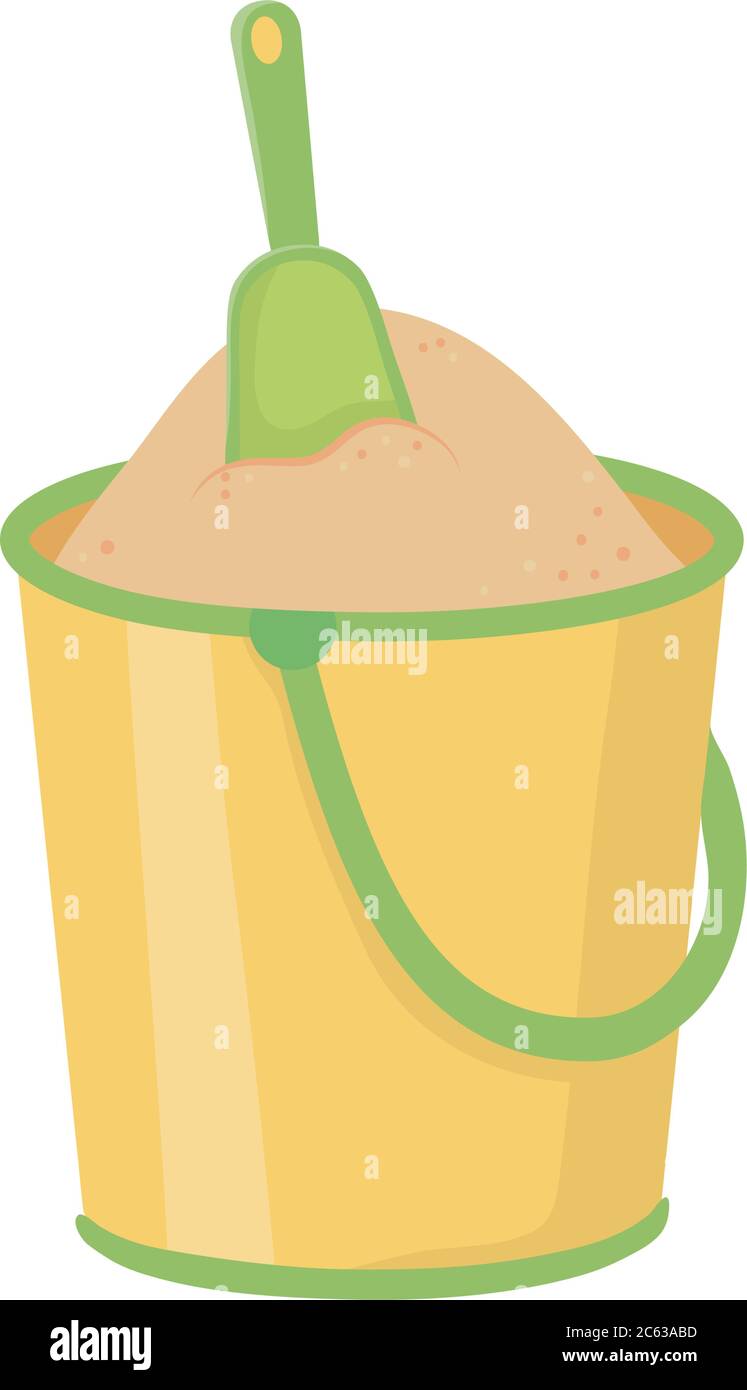 summer travel and vacation beach bucket sand and shovel isolated design ...