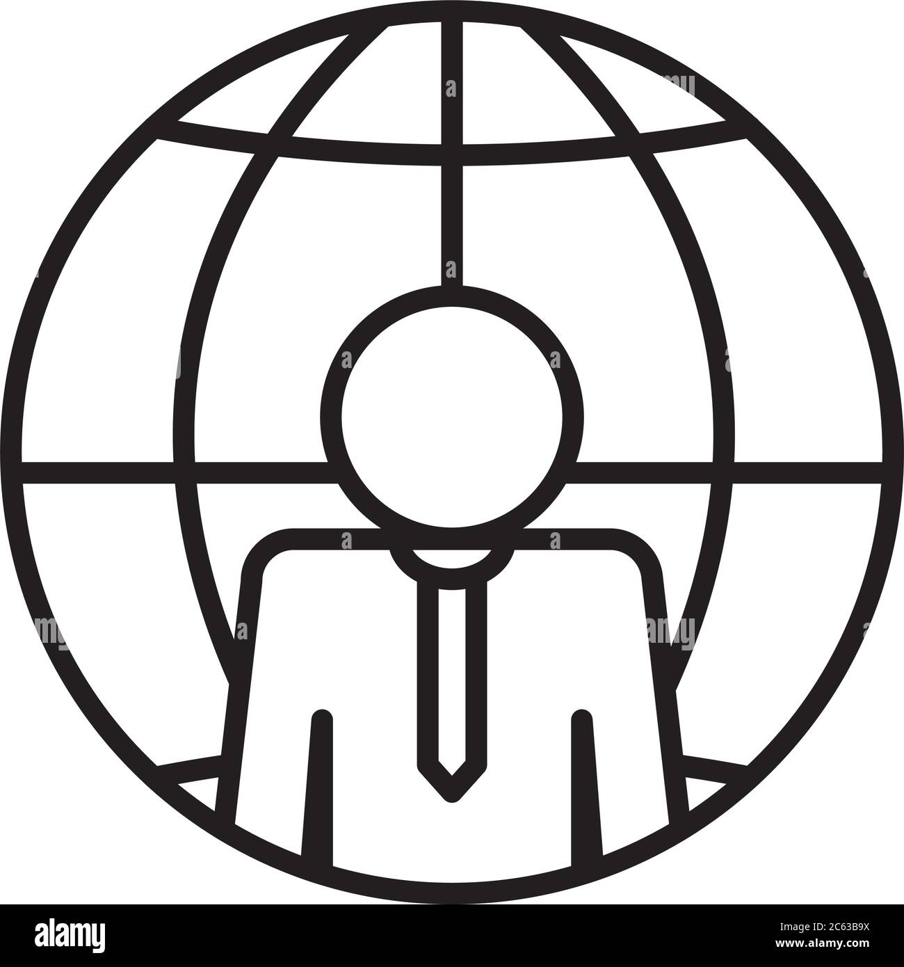 pictogram businessman and global sphere icon over white background ...